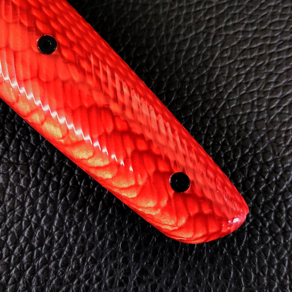Red Dragon - 10in (254mm) VG10 Dragonscale Damascus Steel - Wavy Handl ...